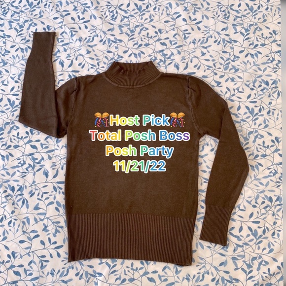 Sweaters | 4 For 25 Body Hugging Mock Neck Brown Sweater | Poshmark